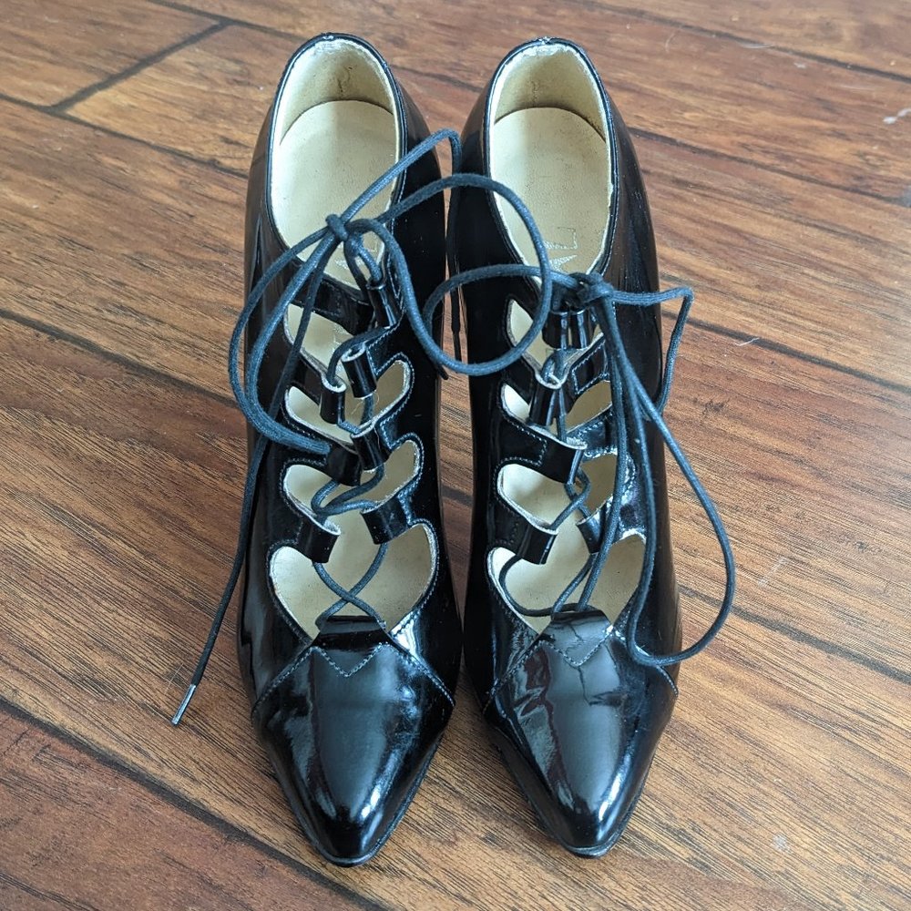Ritual Gothic Black Patent Ghillie Pumps - Gem
